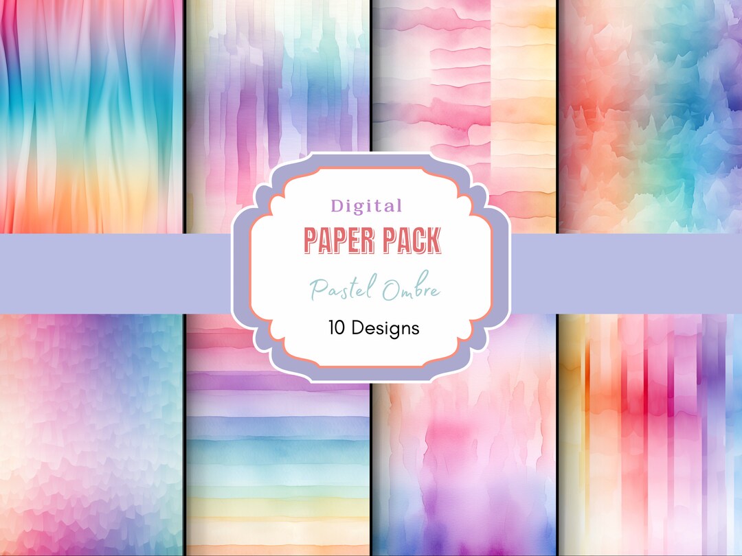 Pastel Ombre Digital Paper | Vivid Colors | Ombre Gradient | Digital ...