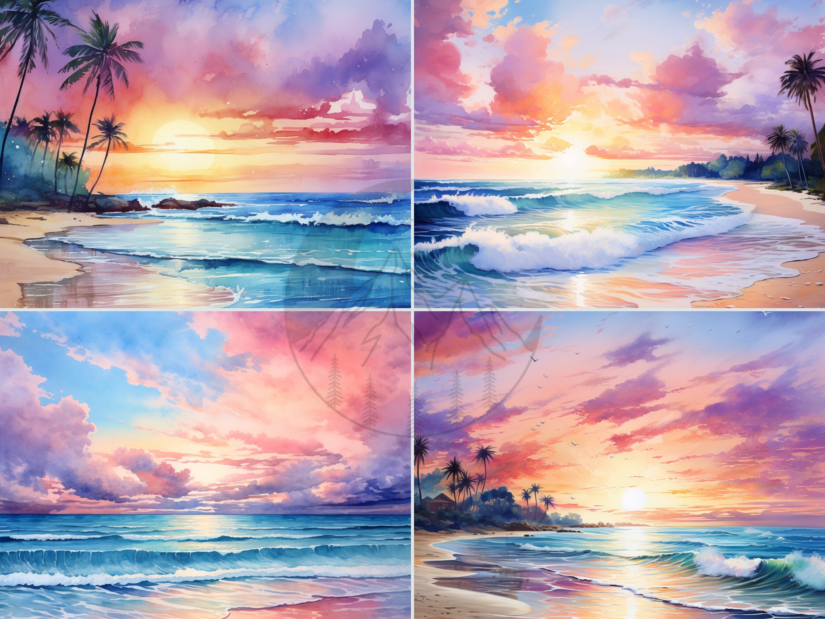 Watercolor Beach Digital Paper | Watercolor Texture | Junk Journal ...