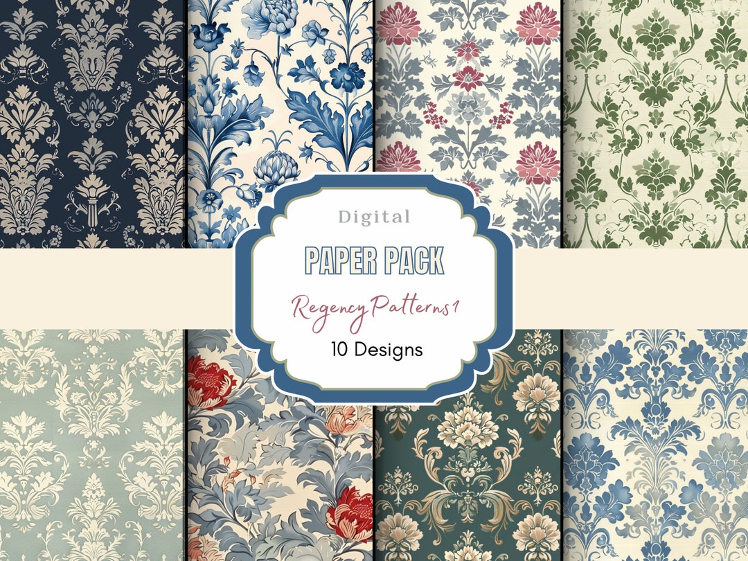 Regency Patterns Digital Paper | Digital Scrapbook Paper Pack ...