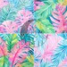 Watercolor Tropical Palm Leaves Digital Paper Pack Commercial Use ...
