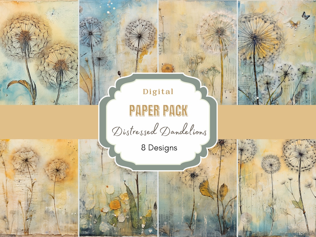 Distressed Dandelion Digital Download | Flower Journal | Watercolor ...