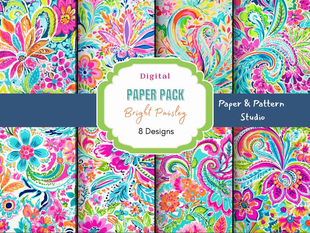 Bright Paisley Digital Paper | Paisley Pattern | Commercial Use ...