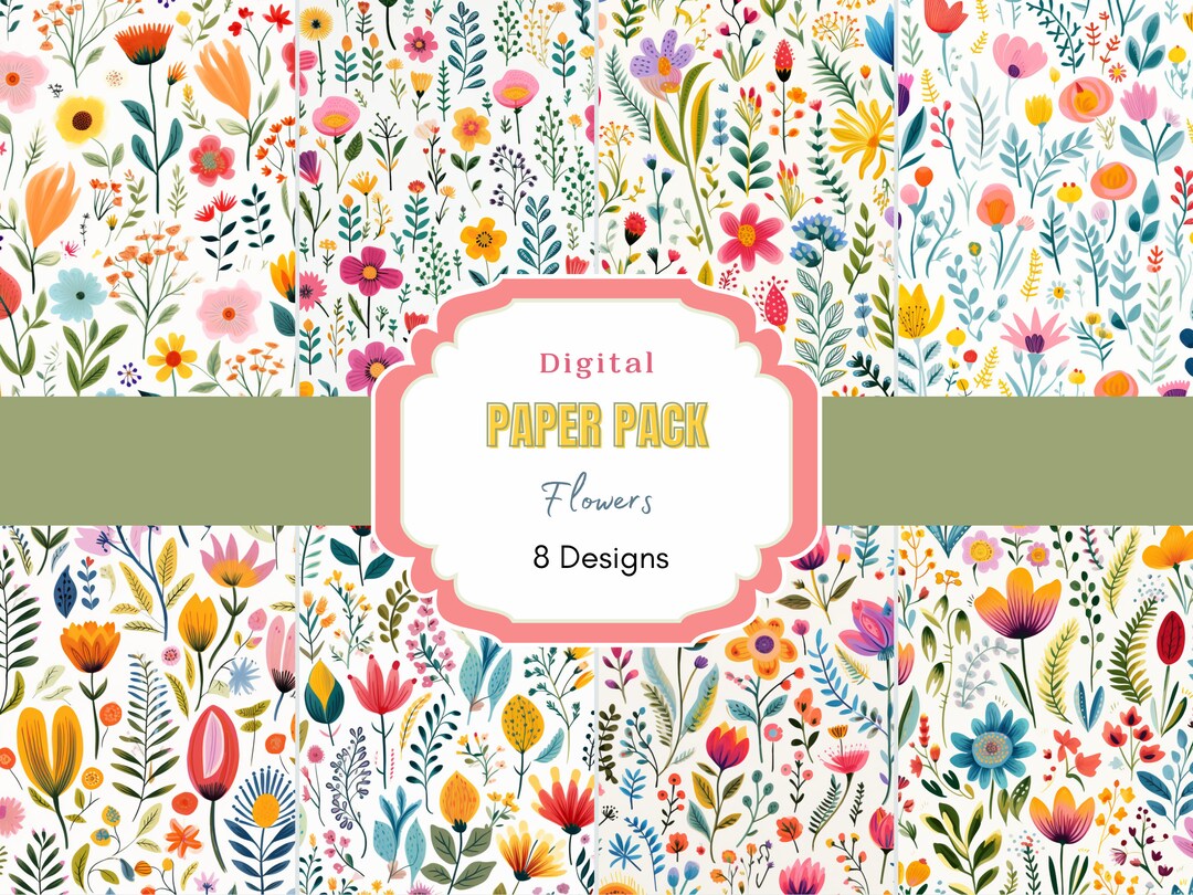 Flowers Digital Paper | Wild Flowers | Floral Pattern | Printable Paper ...