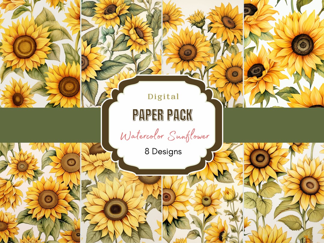 Sunflower Digital Paper | Sunflower Clipart | Scrapbook Paper | Junk ...