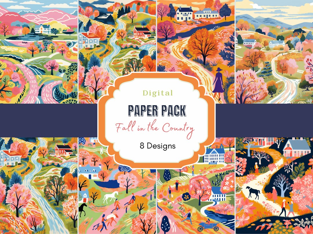 Autumn Scene Digital Paper Pack| Autumn Junk Journal Pages | Digital ...
