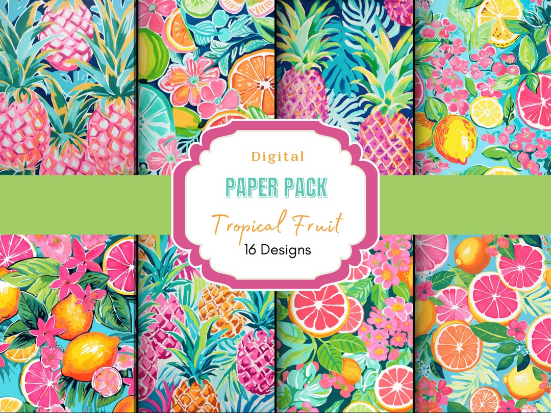 Tropical Fruit Digital Paper Pack | Scrapbooking | Invitations ...
