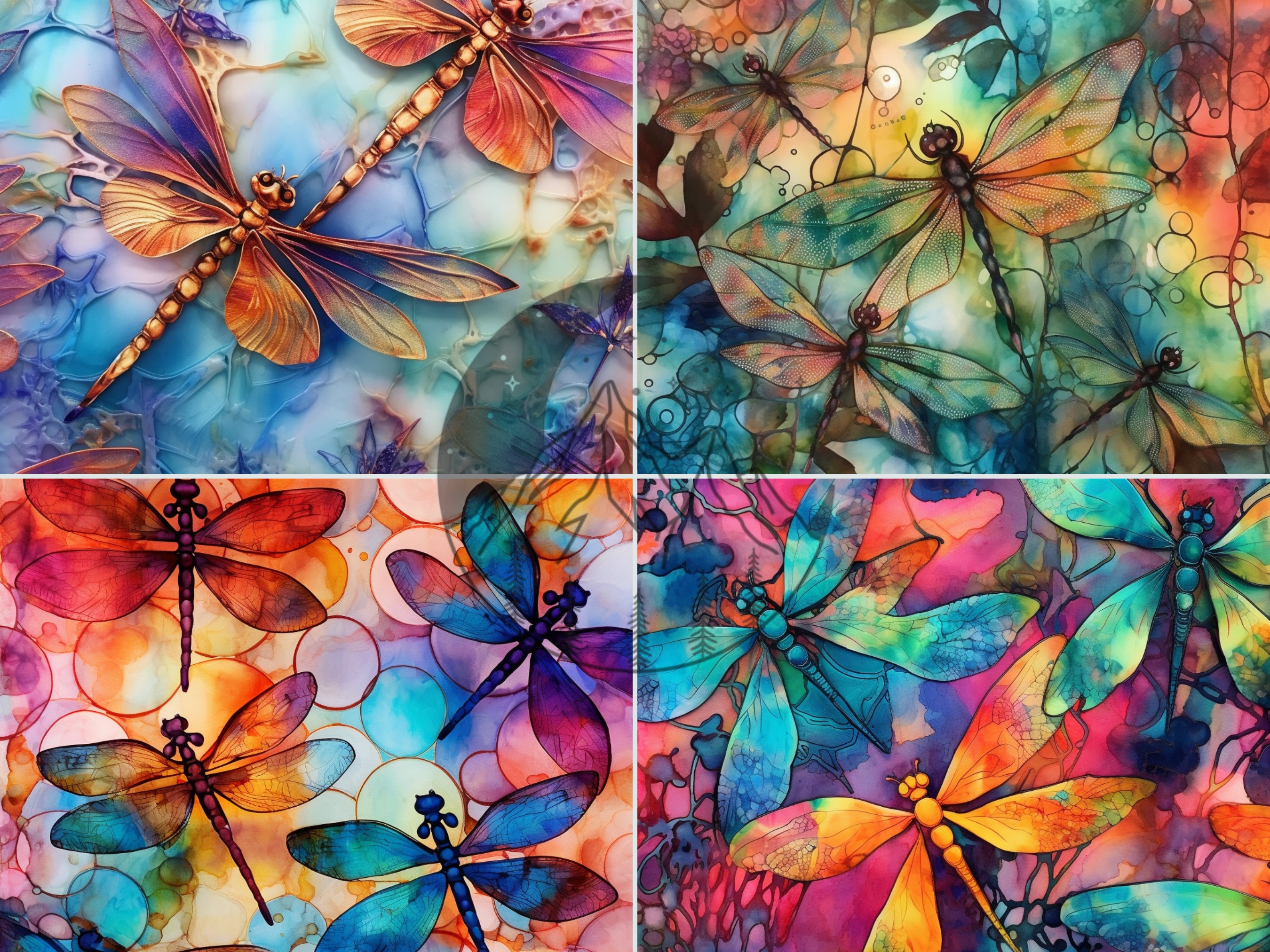 Alcohol Ink Dragonfly Digital Paper Pack | Commercial Use | Alcohol Ink ...