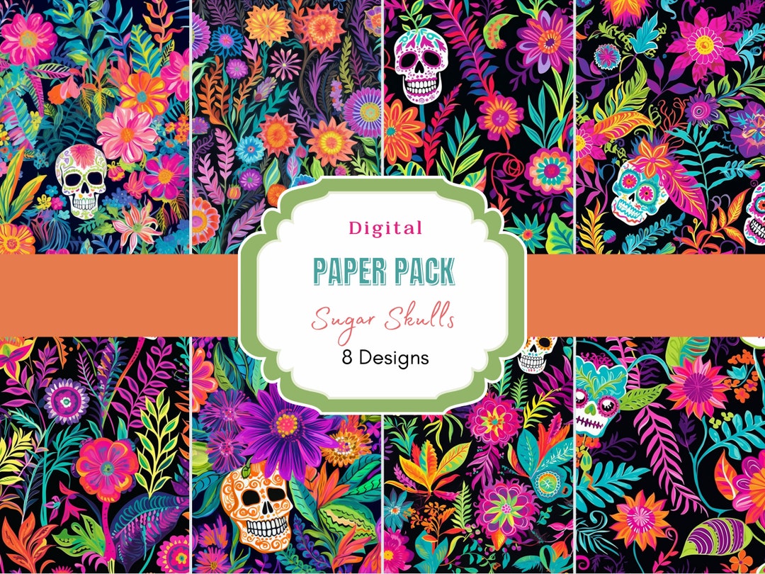 Sugar Skull Digital Paper | Day of the Dead | Digital Download | Dia De ...
