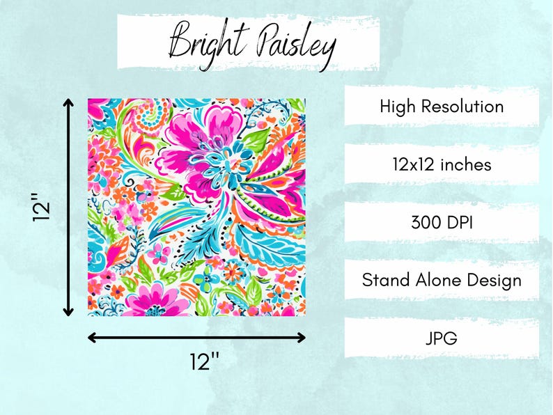 Bright Paisley Digital Paper | Paisley Pattern | Commercial Use ...