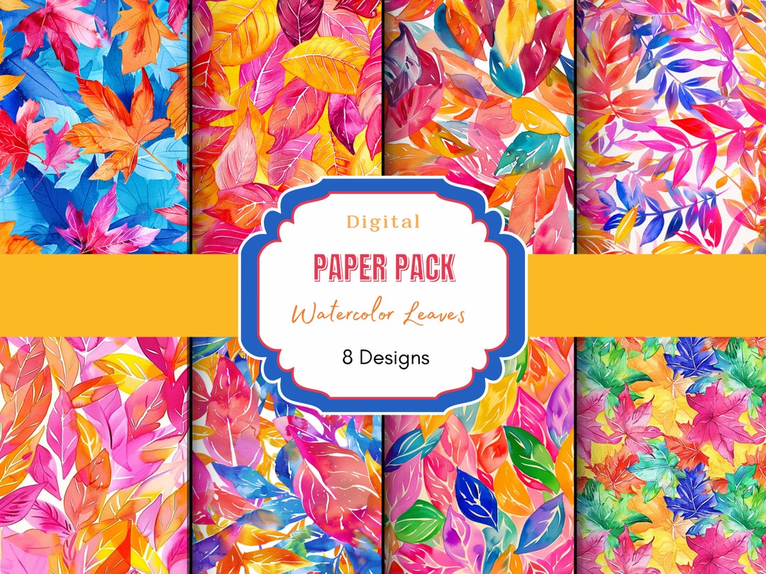 Watercolor Autumn Leaf Digital Paper | Fall Leaves | Fall Botanicals ...