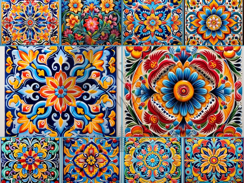 Mexican Tiles Digital Paper | Printable Paper | Spanish Tile Scrapbook ...