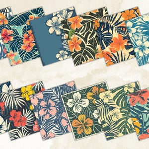 Vintage Hawaiian Block Print Digital Paper| Seamless Patterns | Summer ...