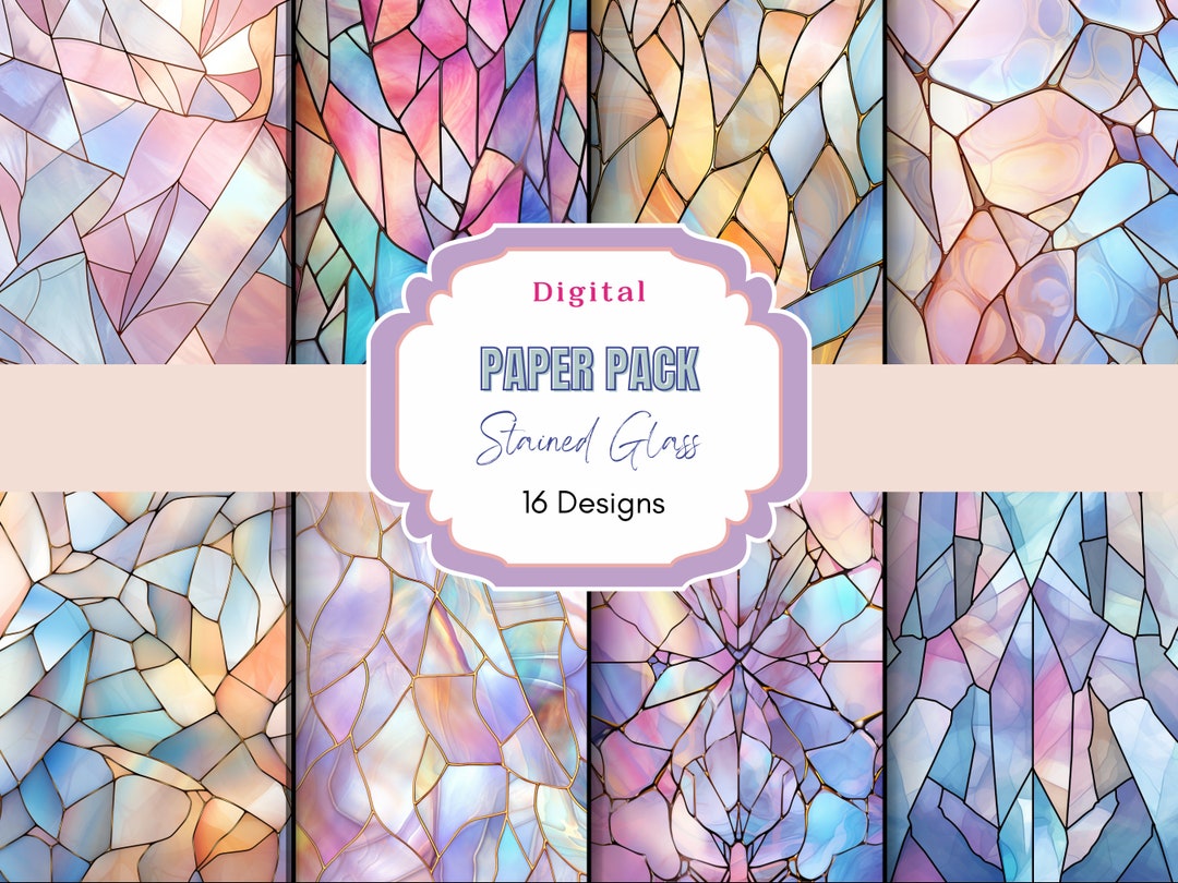 Stained Glass Digital Paper Pack | Commercial Use | Pastel Colors ...