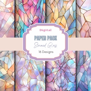 Stained Glass Digital Paper Pack | Commercial Use | Pastel Colors ...