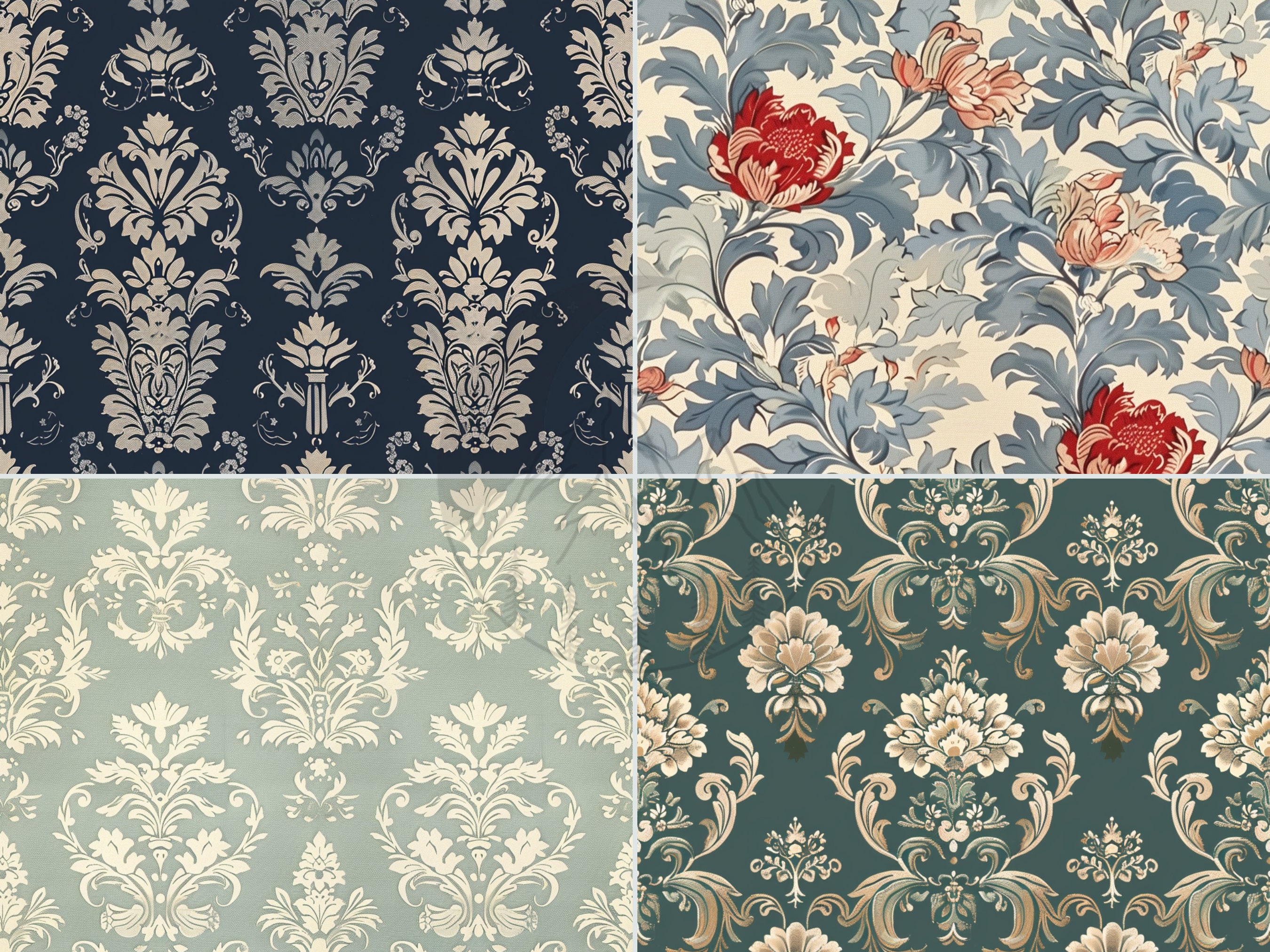 Regency Patterns Digital Paper Digital Scrapbook Paper Pack Commercial ...