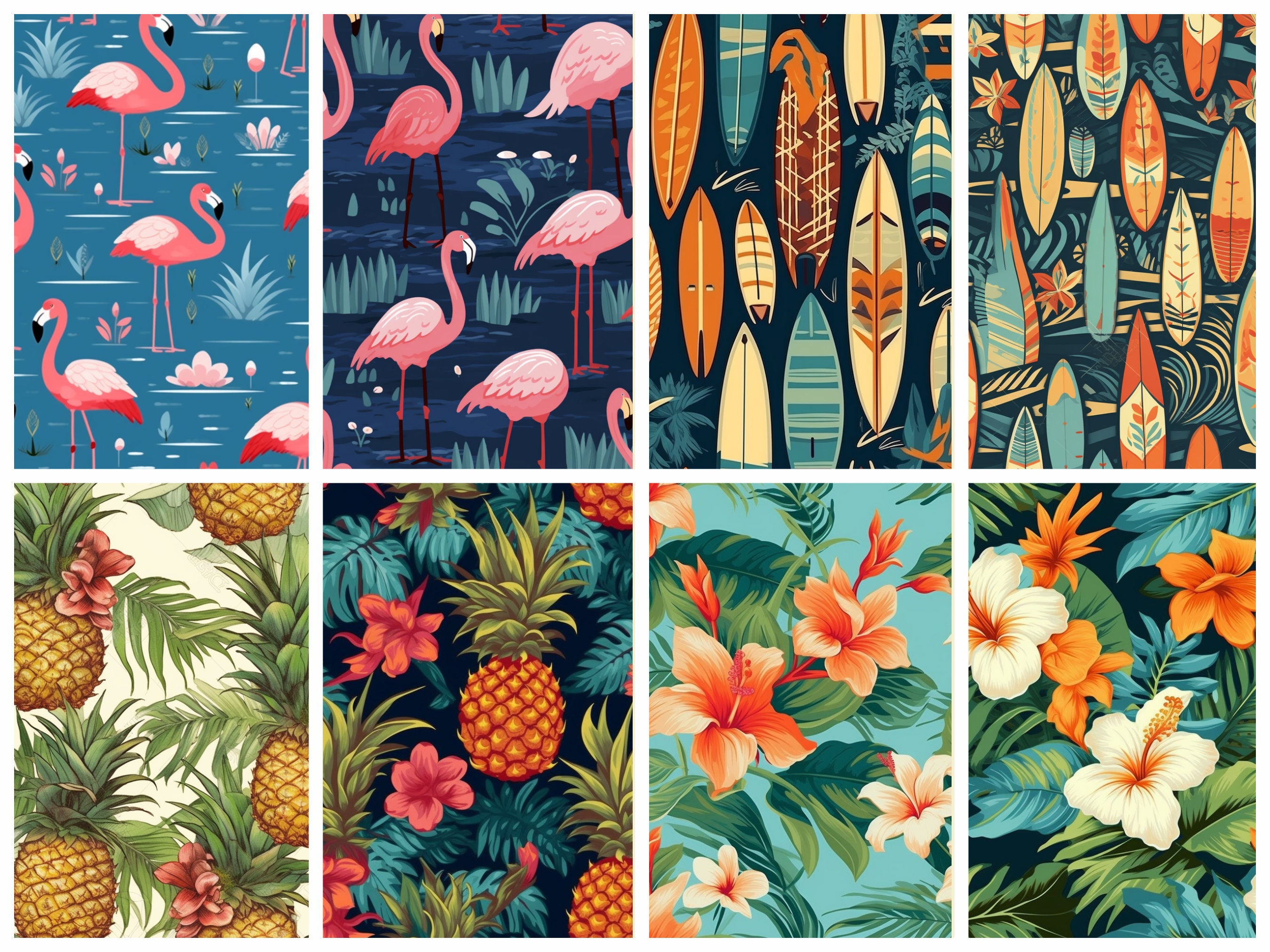 Vintage Hawaiian Digital Paper Pack | Commercial Use | Hawaiian Art ...
