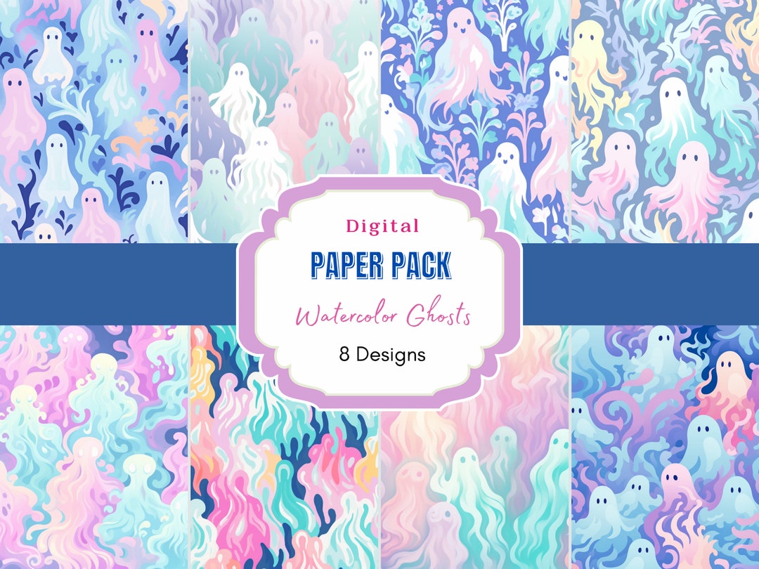 Watercolor Ghosts Digital Paper Pack | Halloween | Card Making ...