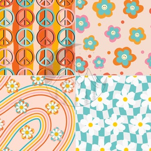 Retro Digital Paper | Scrapbook Paper | Groovy Digital Paper| Retro ...