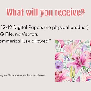 Lily Digital Paper | Digital Download | Scrapbook Paper |floral Pattern ...