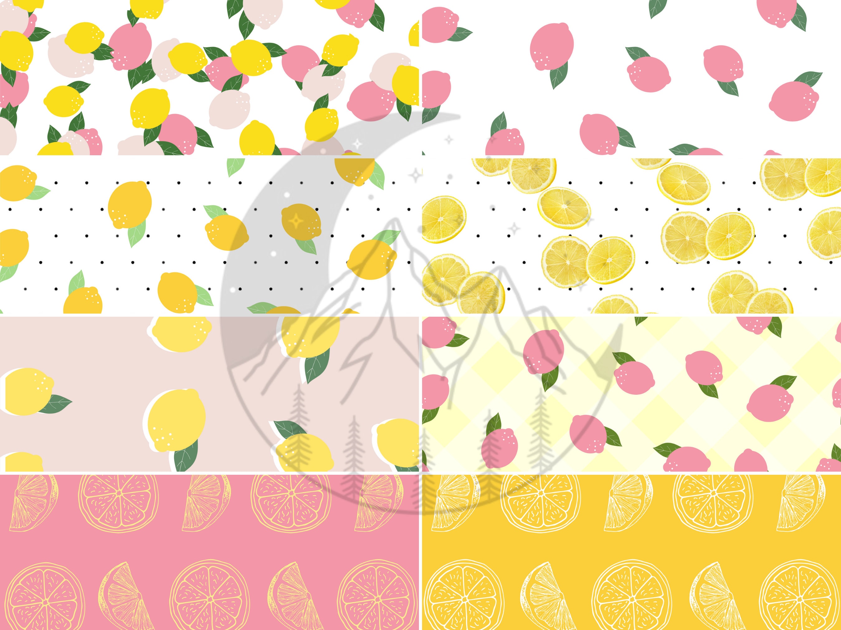 Pink Lemon Digital Paper Pack Pink Lemonade Lemon Digital - Etsy