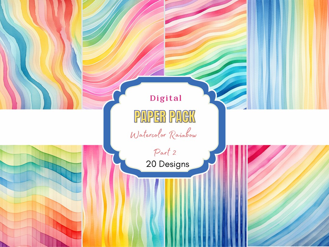 Watercolor Rainbow Pattern | Rainbow Background | Digital Paper ...