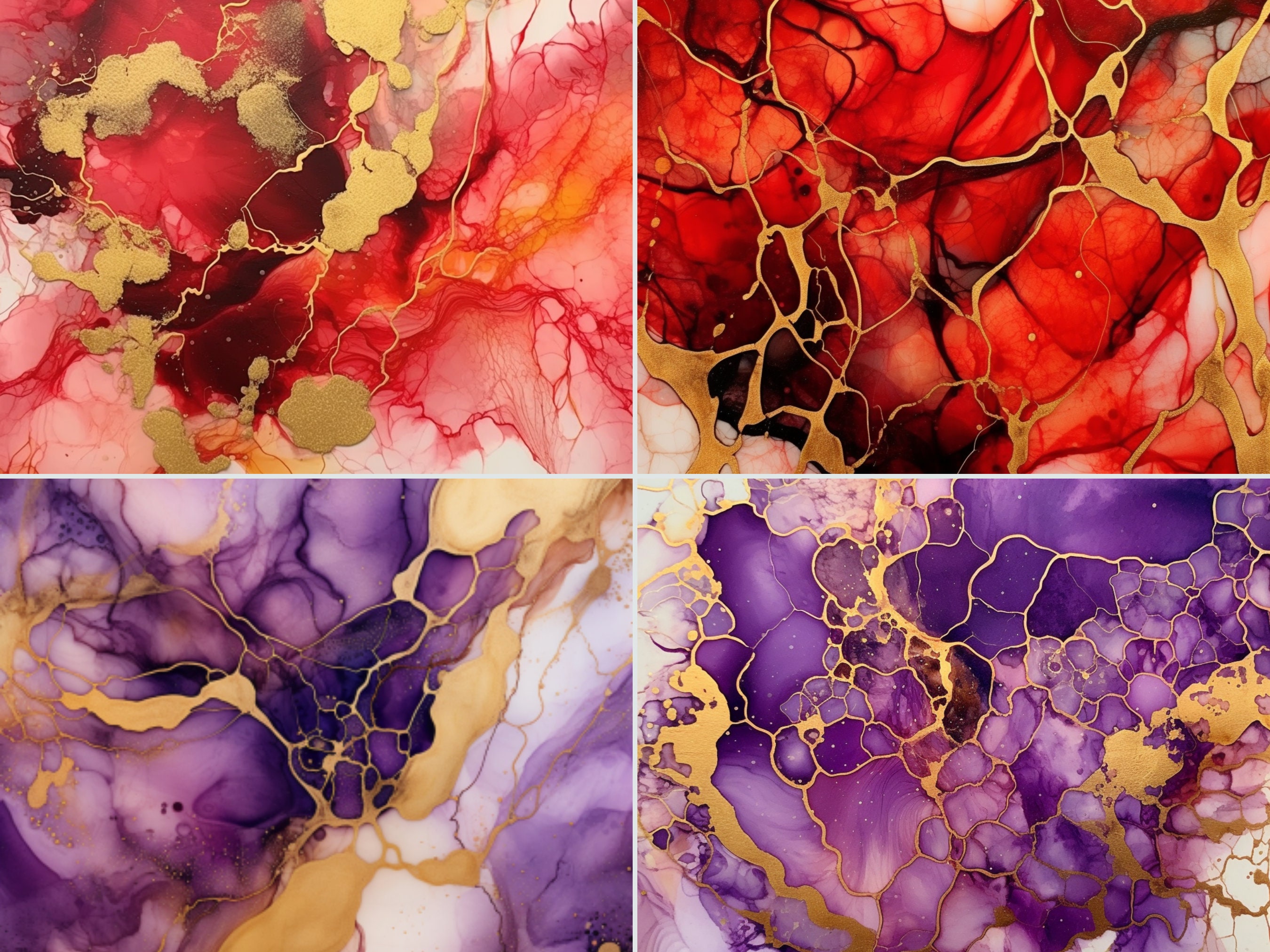 Alcohol Ink Marble Digital Paper Pack With Gold - Etsy