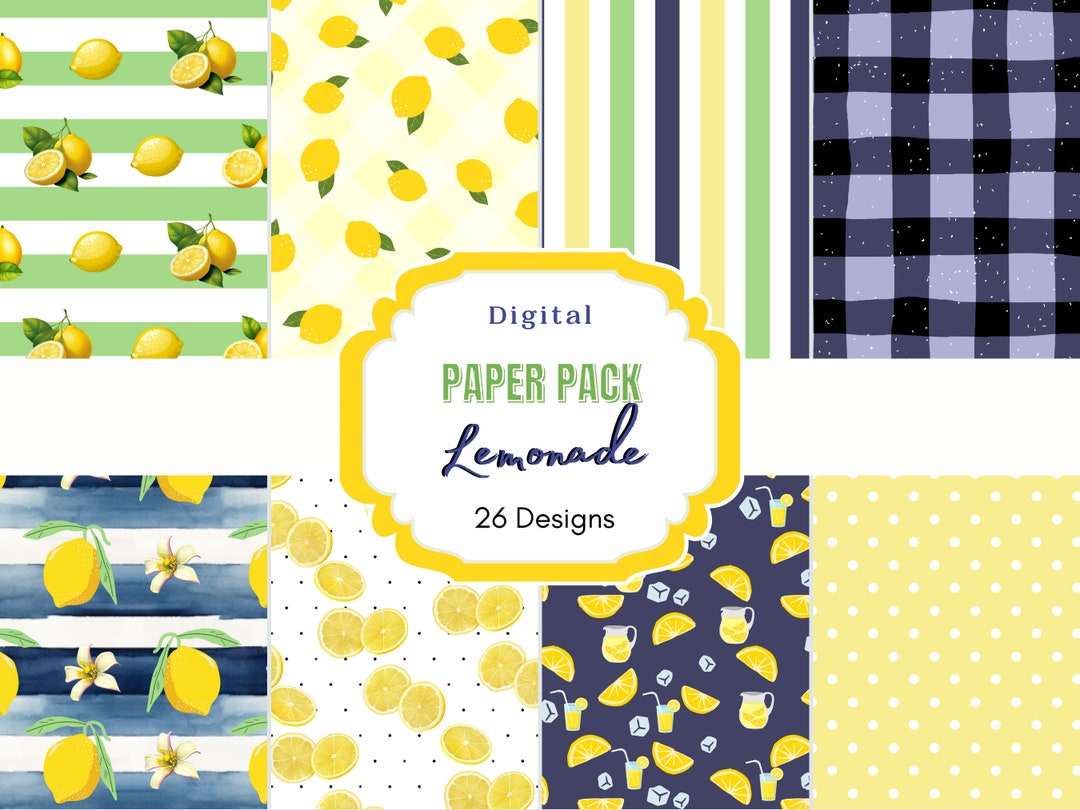 Lemon Digital Papers | Lemon Slice | Lemon Pattern | Lemonade Digital ...