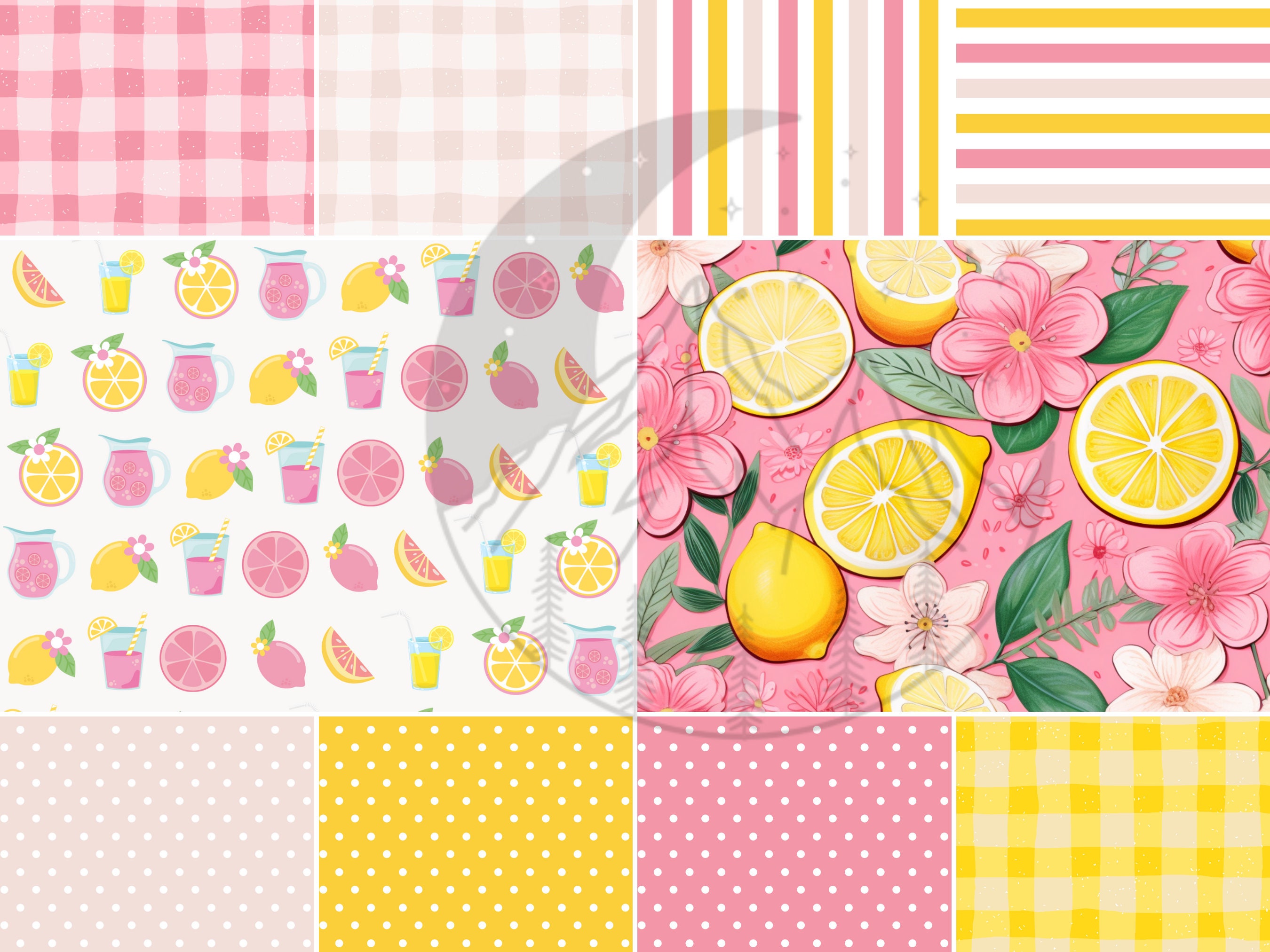 Pink Lemon Digital Paper Pack Pink Lemonade Lemon Digital - Etsy
