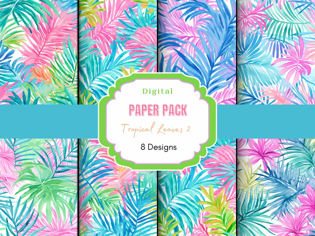 Tropical Leaves Digital Paper | Palm Leaves | Banana Leaf | Watercolor ...