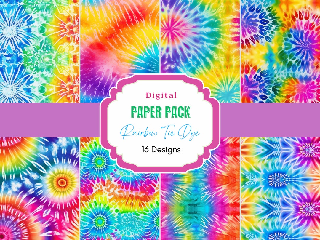 Rainbow Tie Dye Digital Paper Pack | Tie Dye | Rainbow | Commercial Use ...