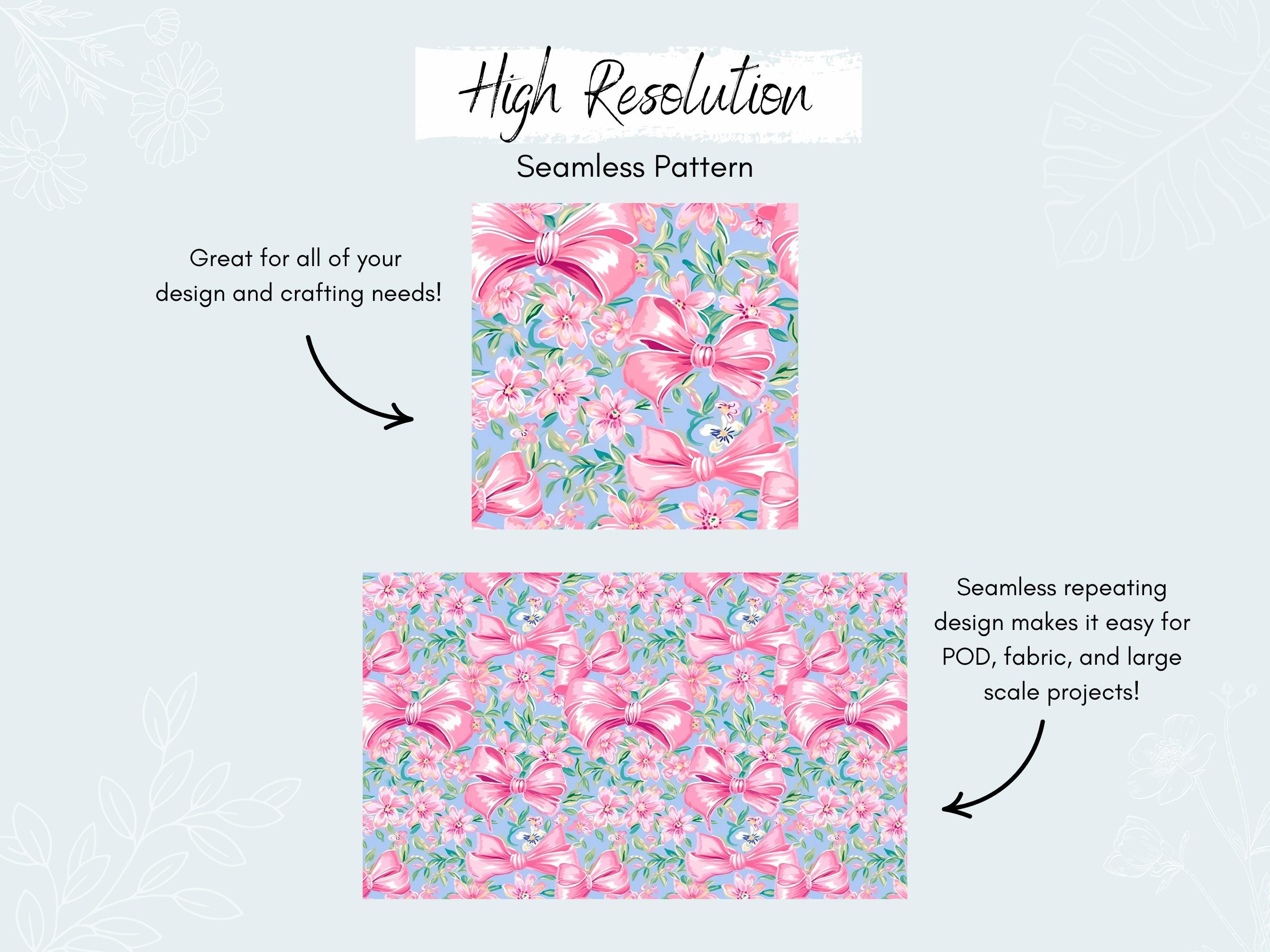 Flower and Bow Coquette Digital Paper | Coquette Bows | Spring Flower ...