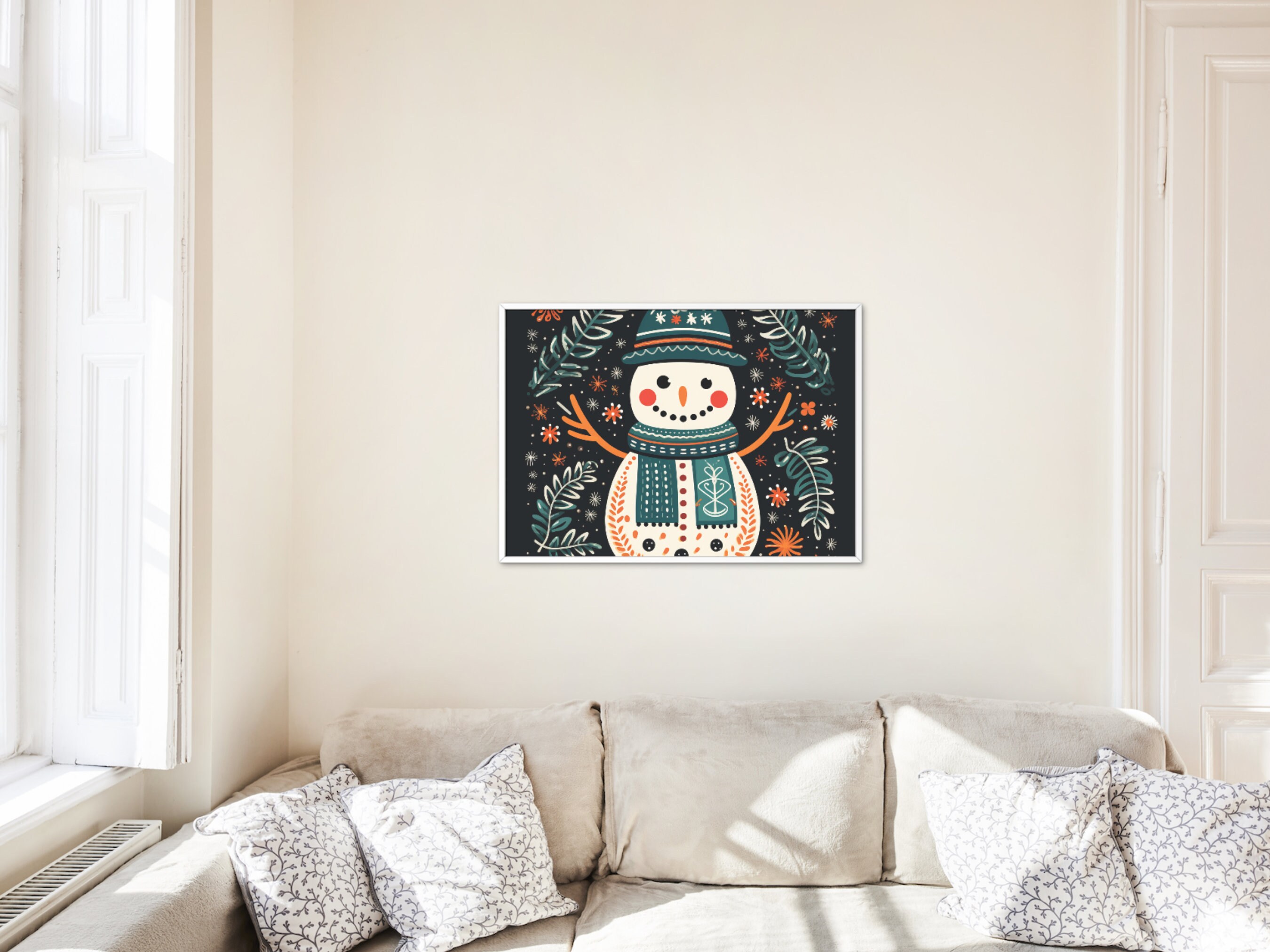 Scandinavian Snowman Digital Paper | Scandinavian Christmas Digital ...