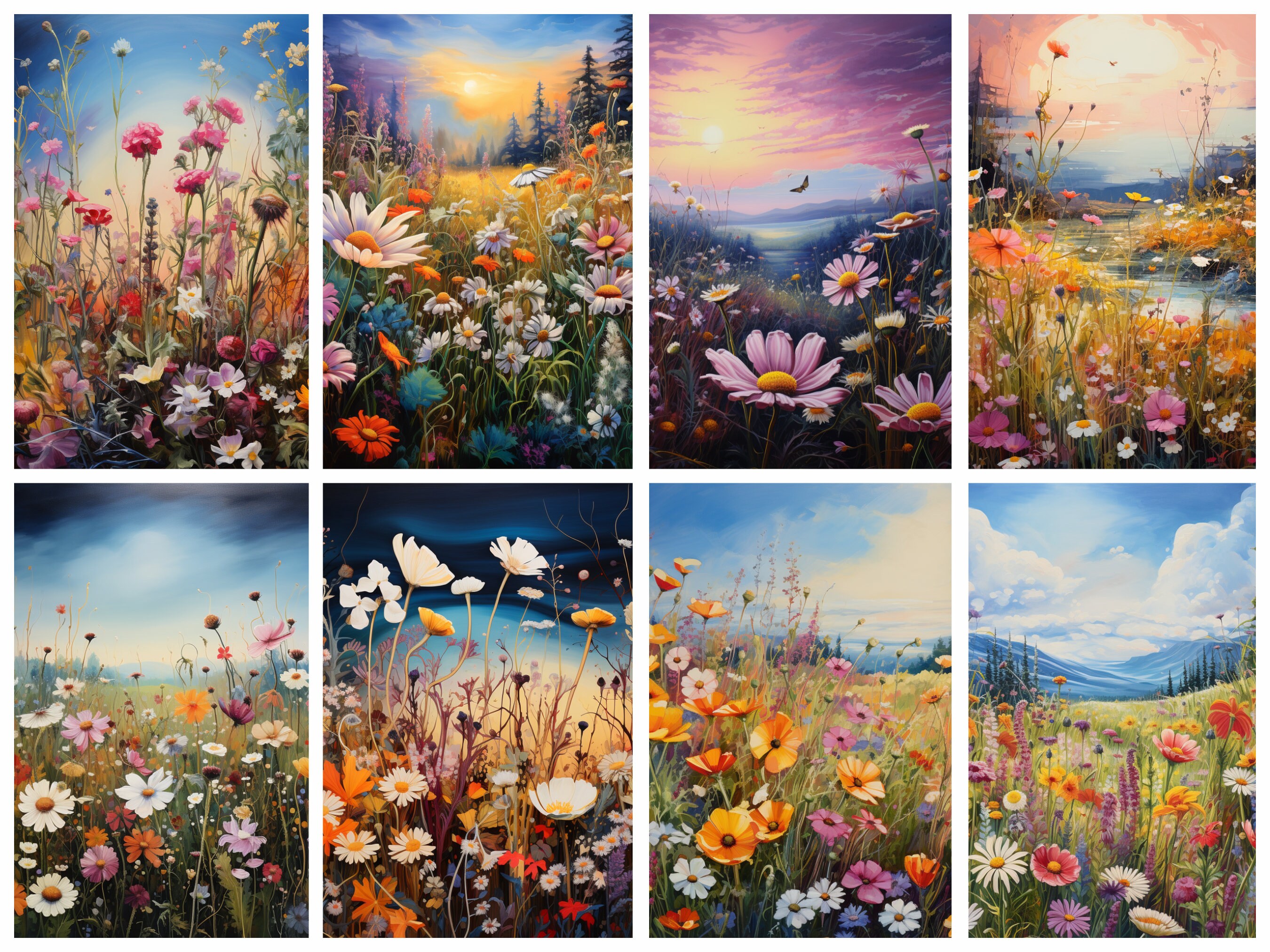 Wildflower Field Digital Background Commercial Use Floral Digital Paper ...