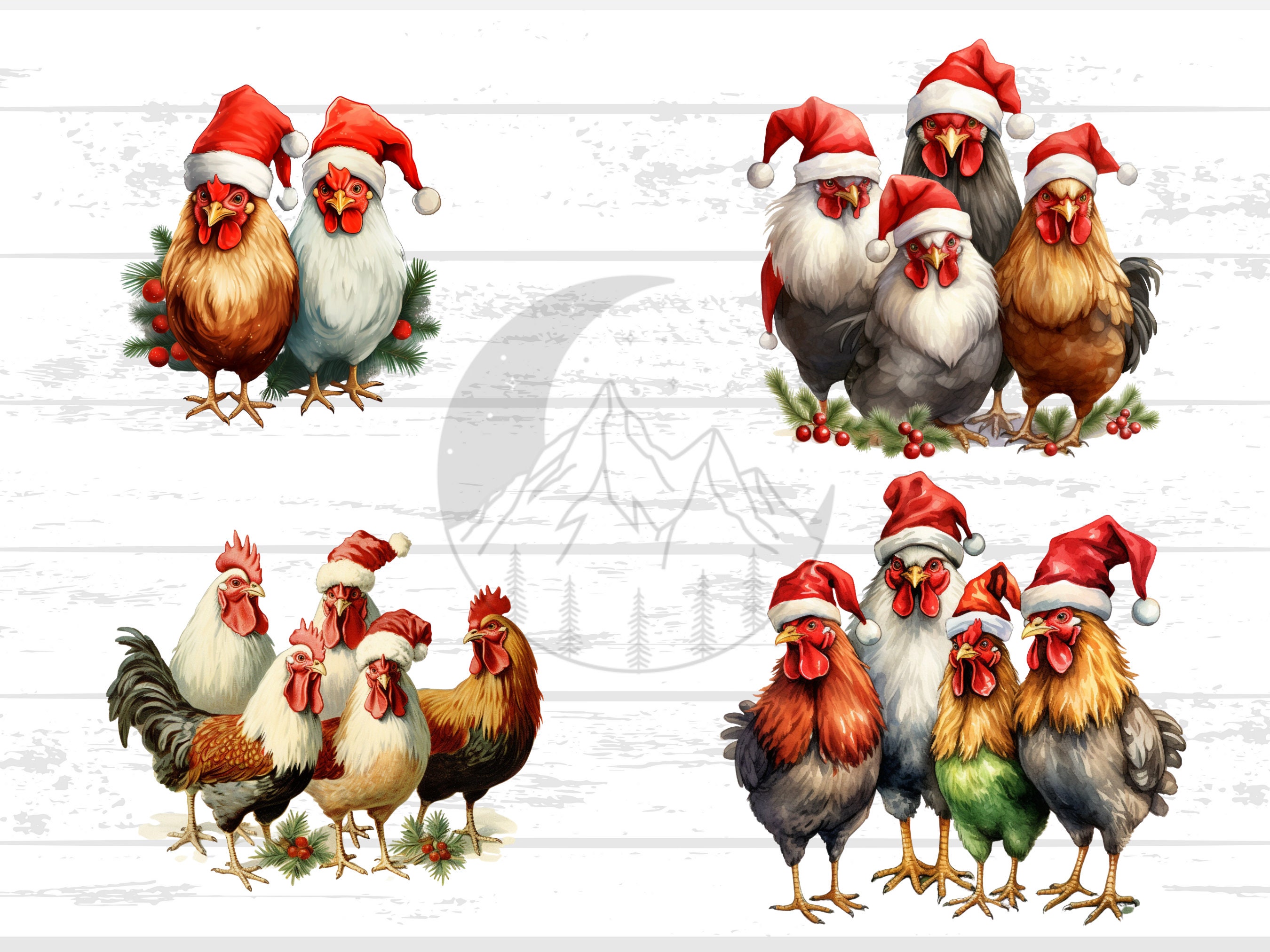 Christmas Chicken Clipart | Chickens Farmer | Printable Png | Merry ...