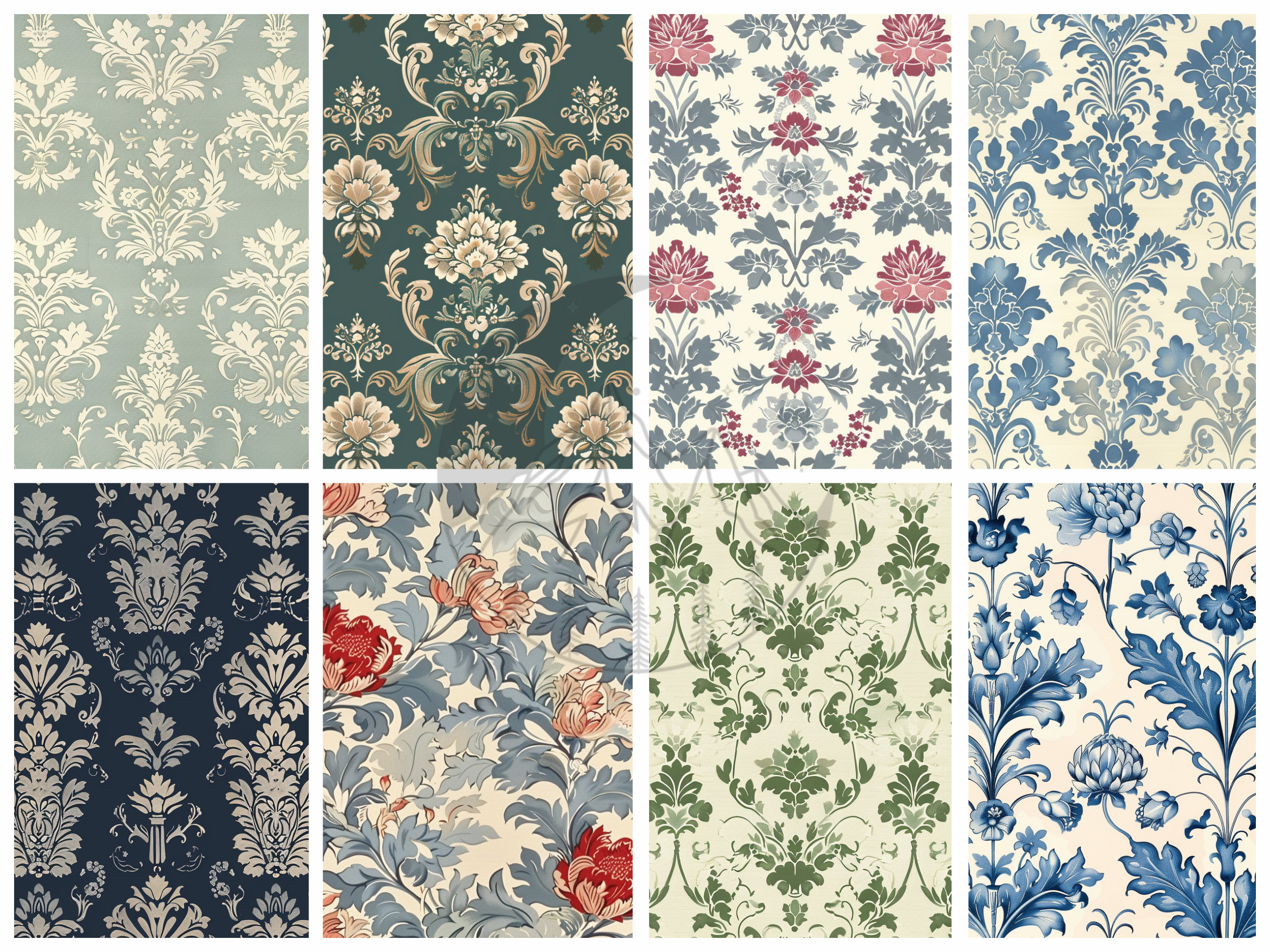 Regency Patterns Digital Paper Digital Scrapbook Paper Pack Commercial ...