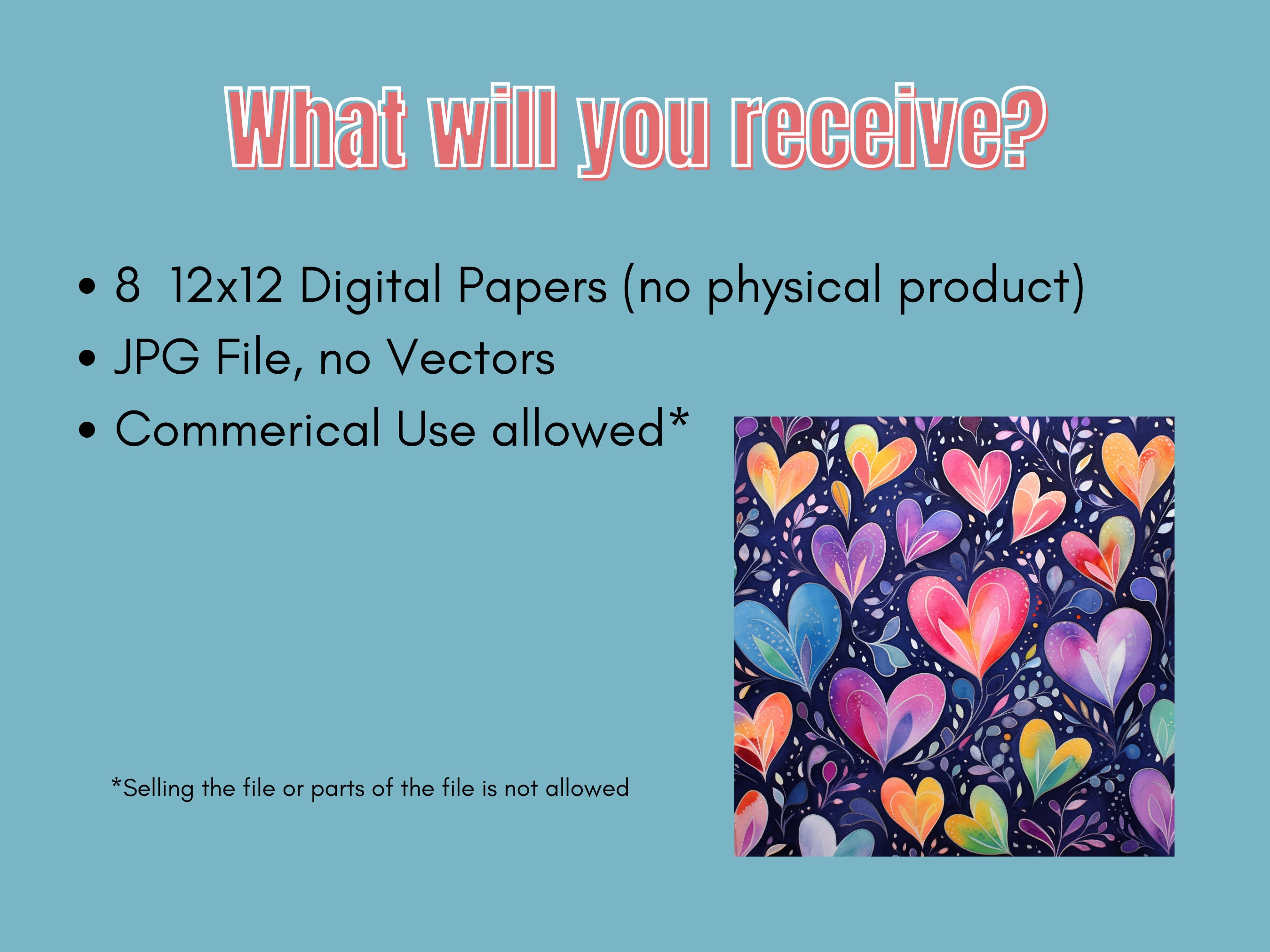 Watercolor Heart Digital Paper Valentine Digital Paper Watercolor ...
