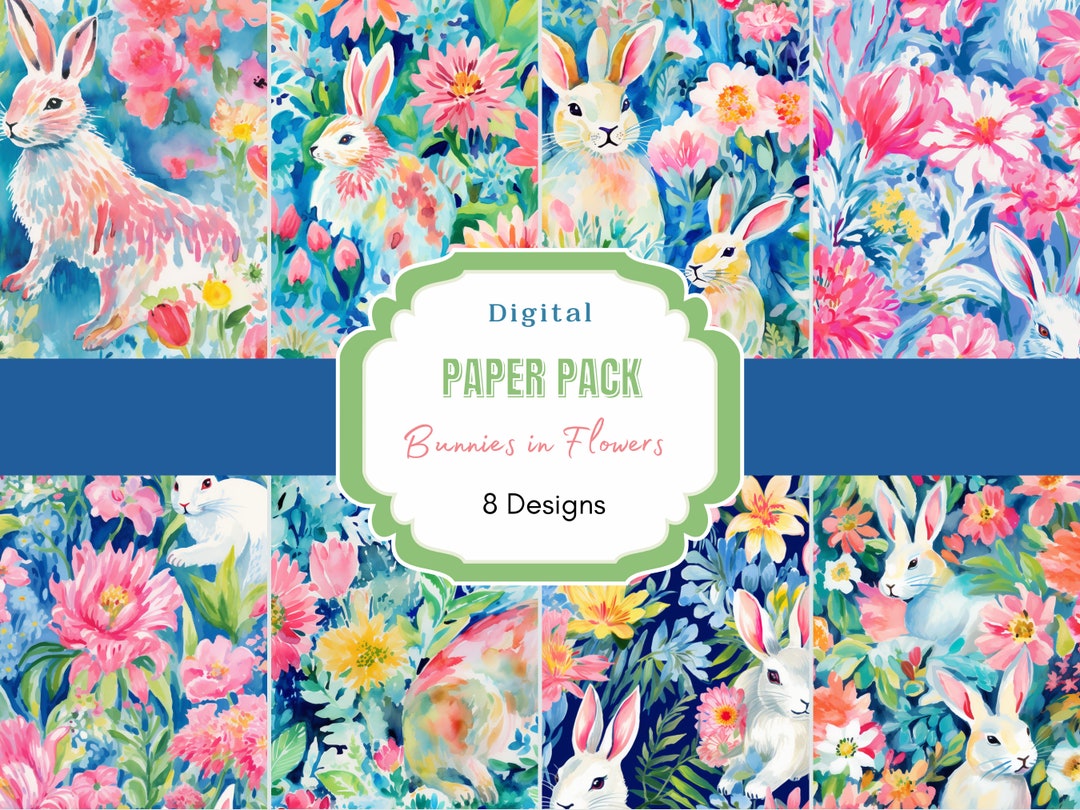 Bunny Digital Paper |instant Digital Download | Easter Digital Paper ...