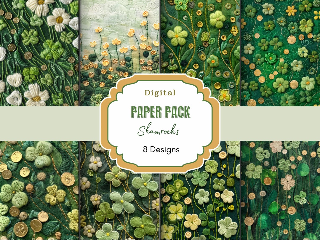 Felt Shamrock Digital Paper |green Paper | St. Patrick's Day | Irish ...