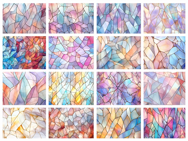 Stained Glass Digital Paper Pack | Commercial Use | Pastel Colors ...