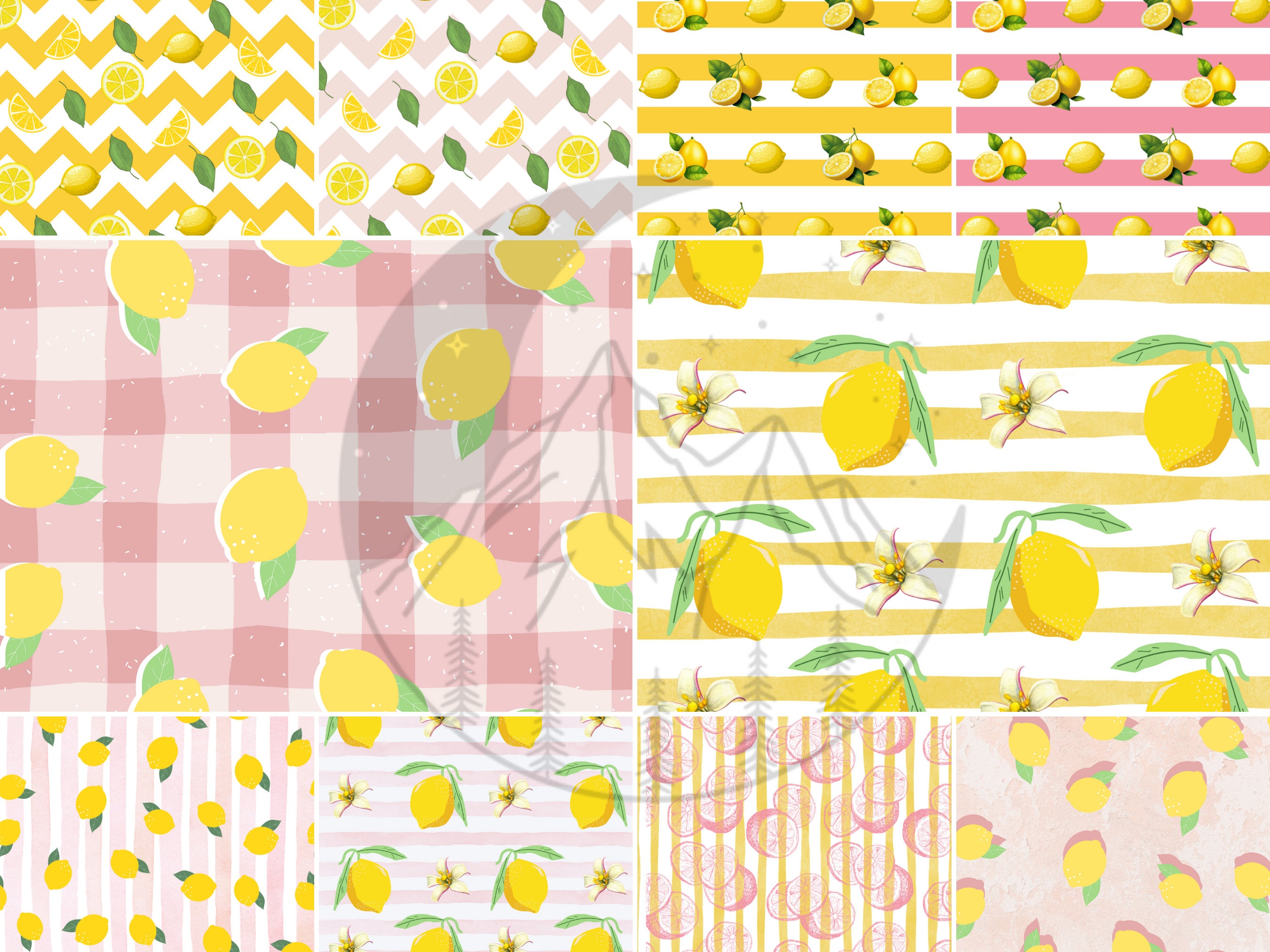 Pink Lemonade Digital Paper Pack With Lemon Designs and Patterns - Etsy