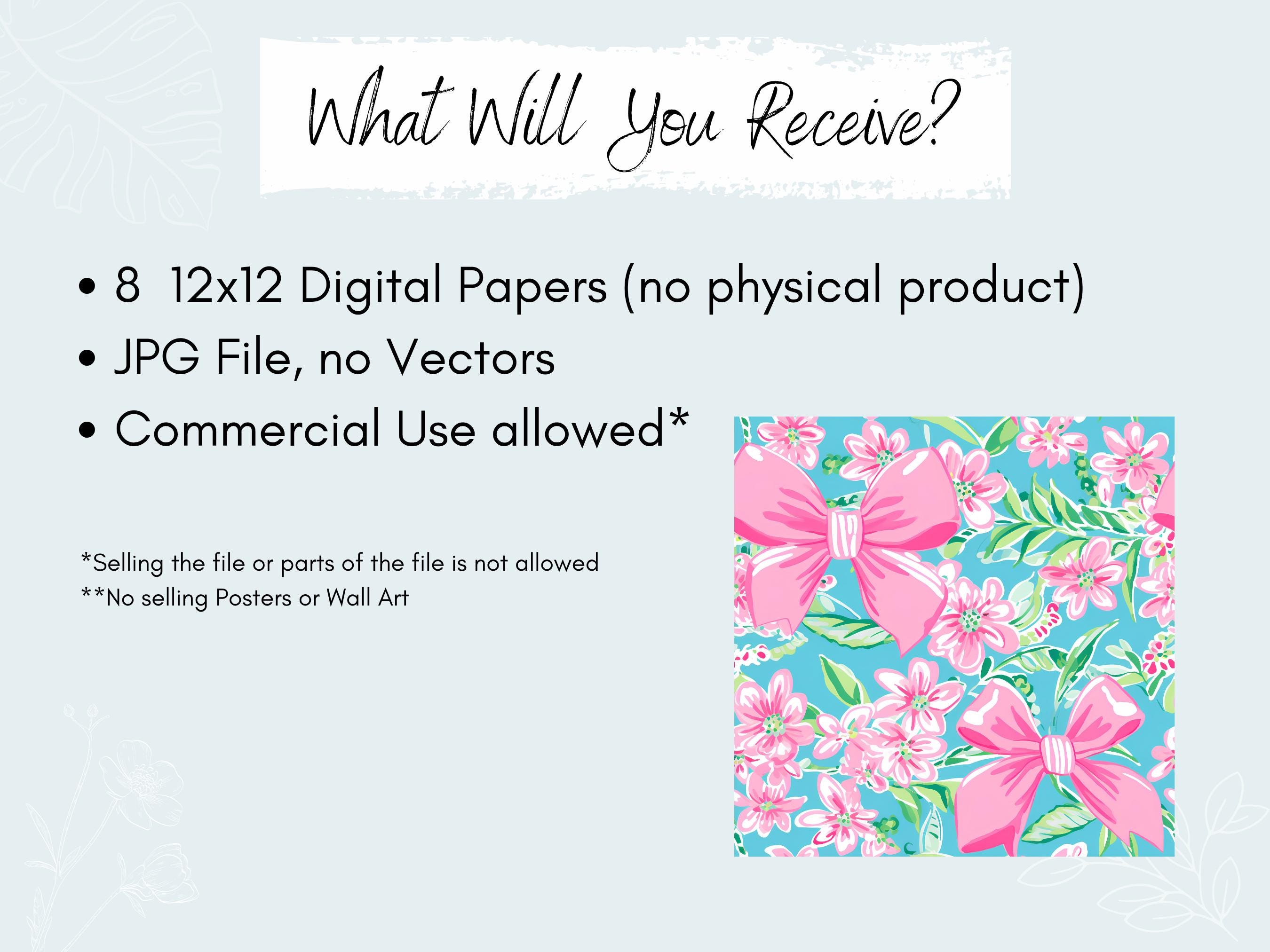 Flower and Bow Coquette Digital Paper | Coquette Bows | Spring Flower ...