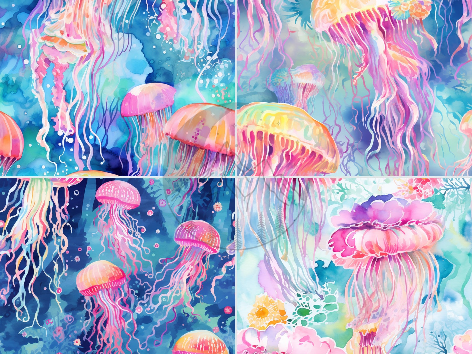 Preppy Jellyfish Digital Paper | Under the Sea Pattern | Preppy Pattern ...