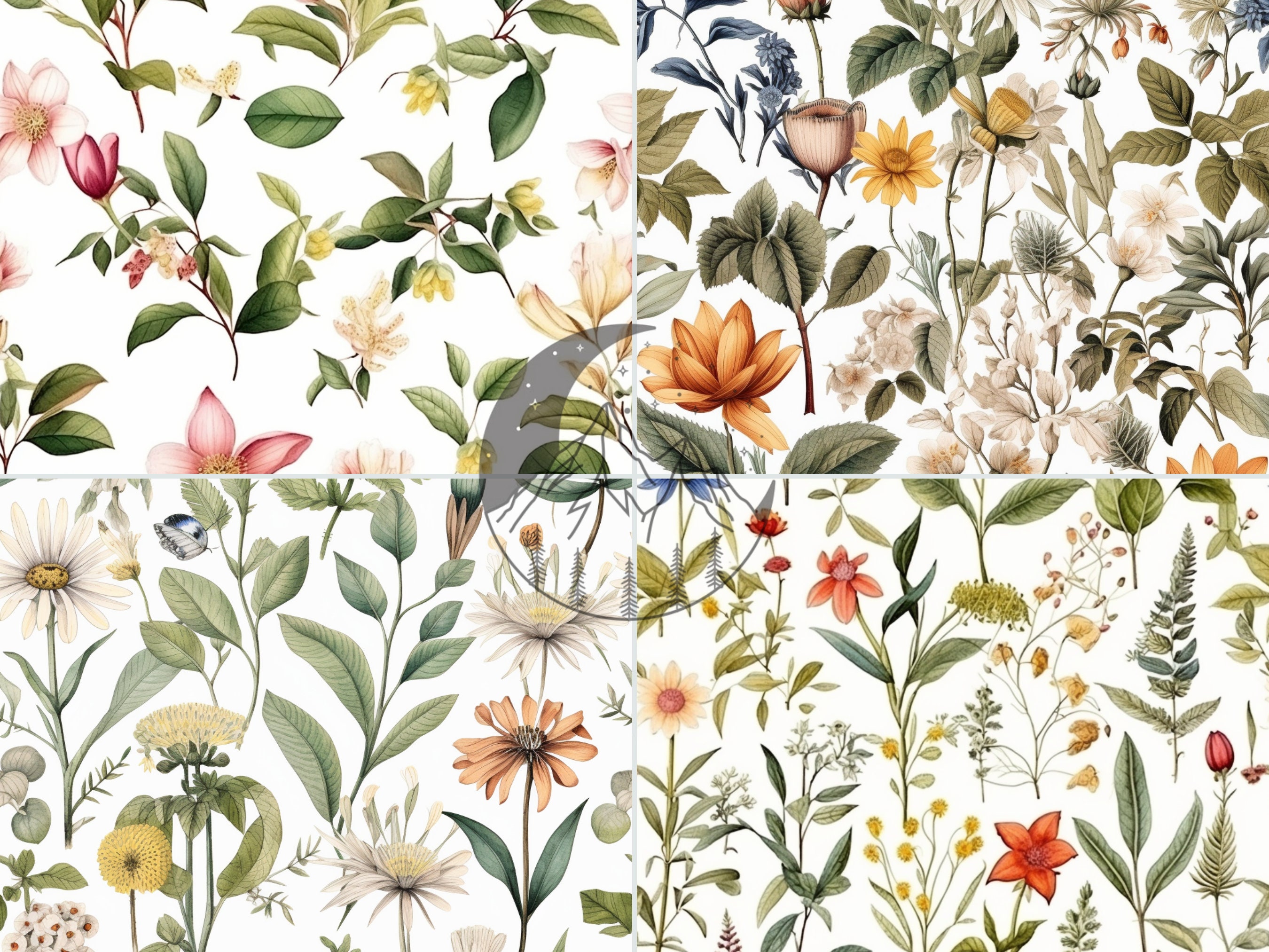 Vintage Flower Digital Paper Pack Commercial Use Vintage Flower Print ...