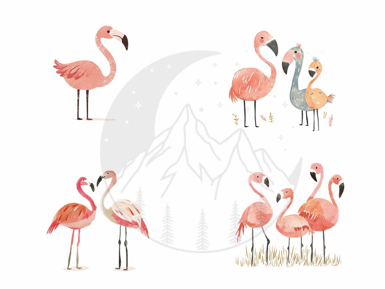 Flamingo Clipart | Pink Flamingo Patterns | Cute Summer Clipart ...