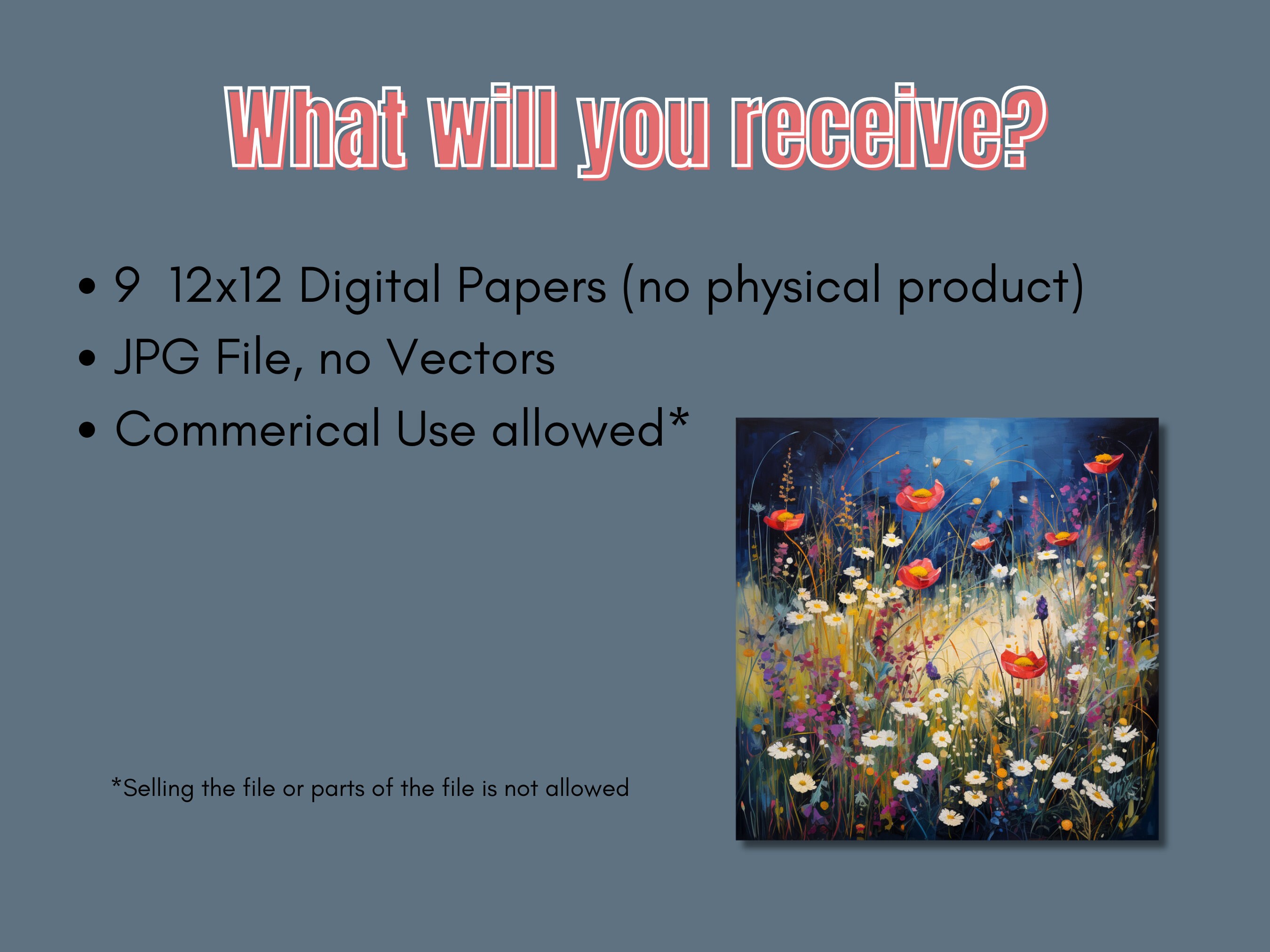 Wildflower Field Digital Background Commercial Use Floral Digital Paper ...