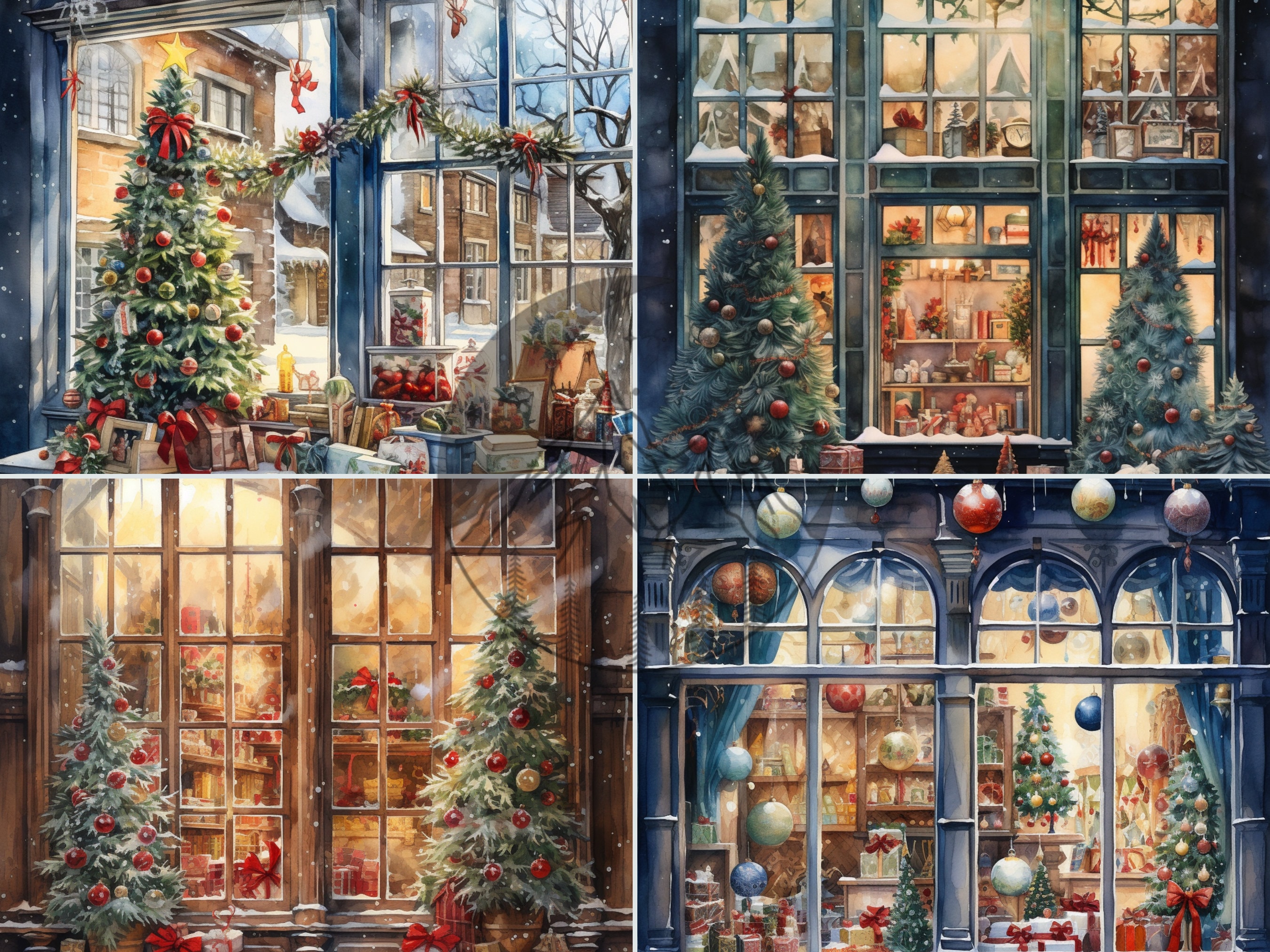 Christmas Window Scene Digital Paper | Christmas Decoration Window ...