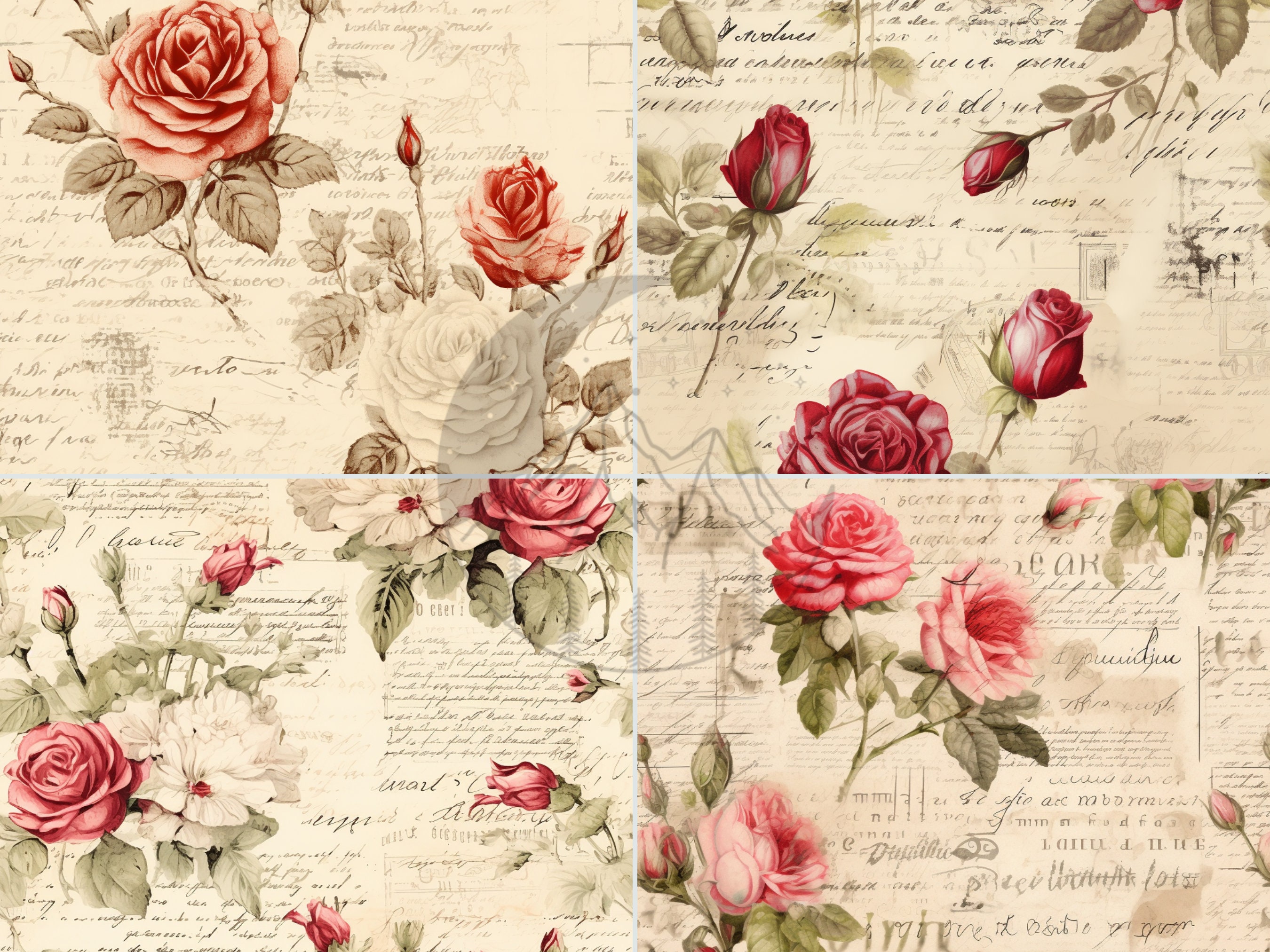 Floral Parchment Letter Digital Paper | Floral Love Letter | Wedding ...