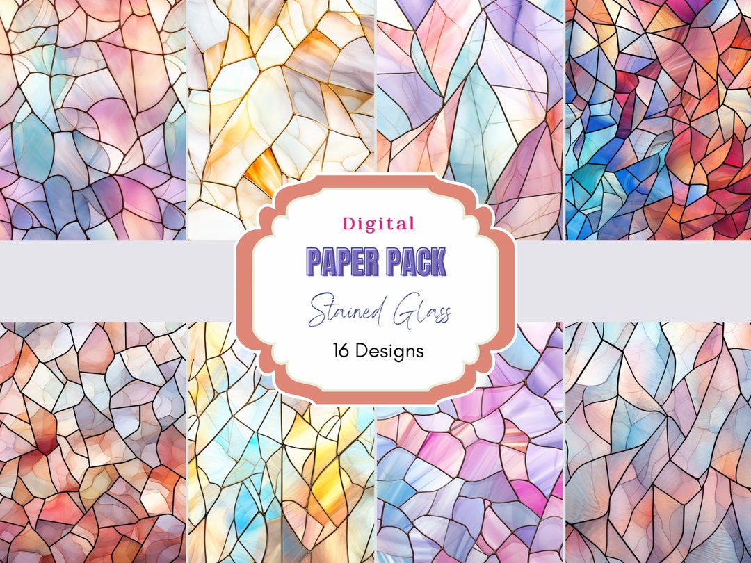 Stained Glass Digital Paper Pack | Commercial Use | Pastel Colors ...