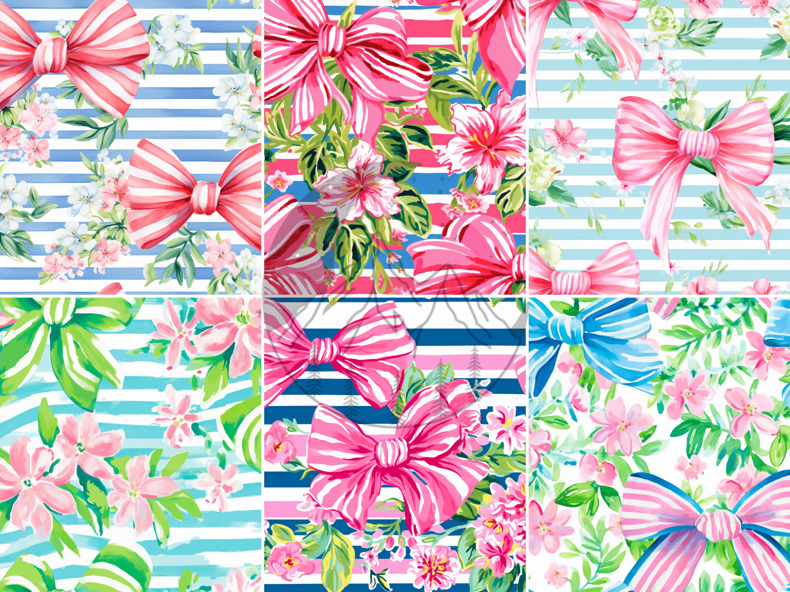 Preppy Coquette Bows Digital Paper Instant Download Digital Download ...