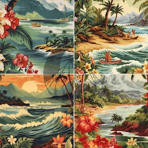Vintage Hawaiian Views Digital Paper Pack | Commercial Use | Paradise ...